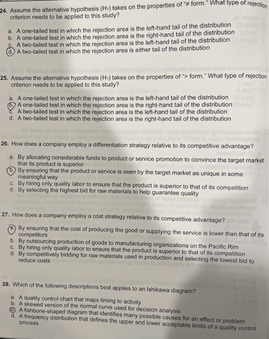 Solved 24. Assume the alternative hypothesis \\( | Chegg.com