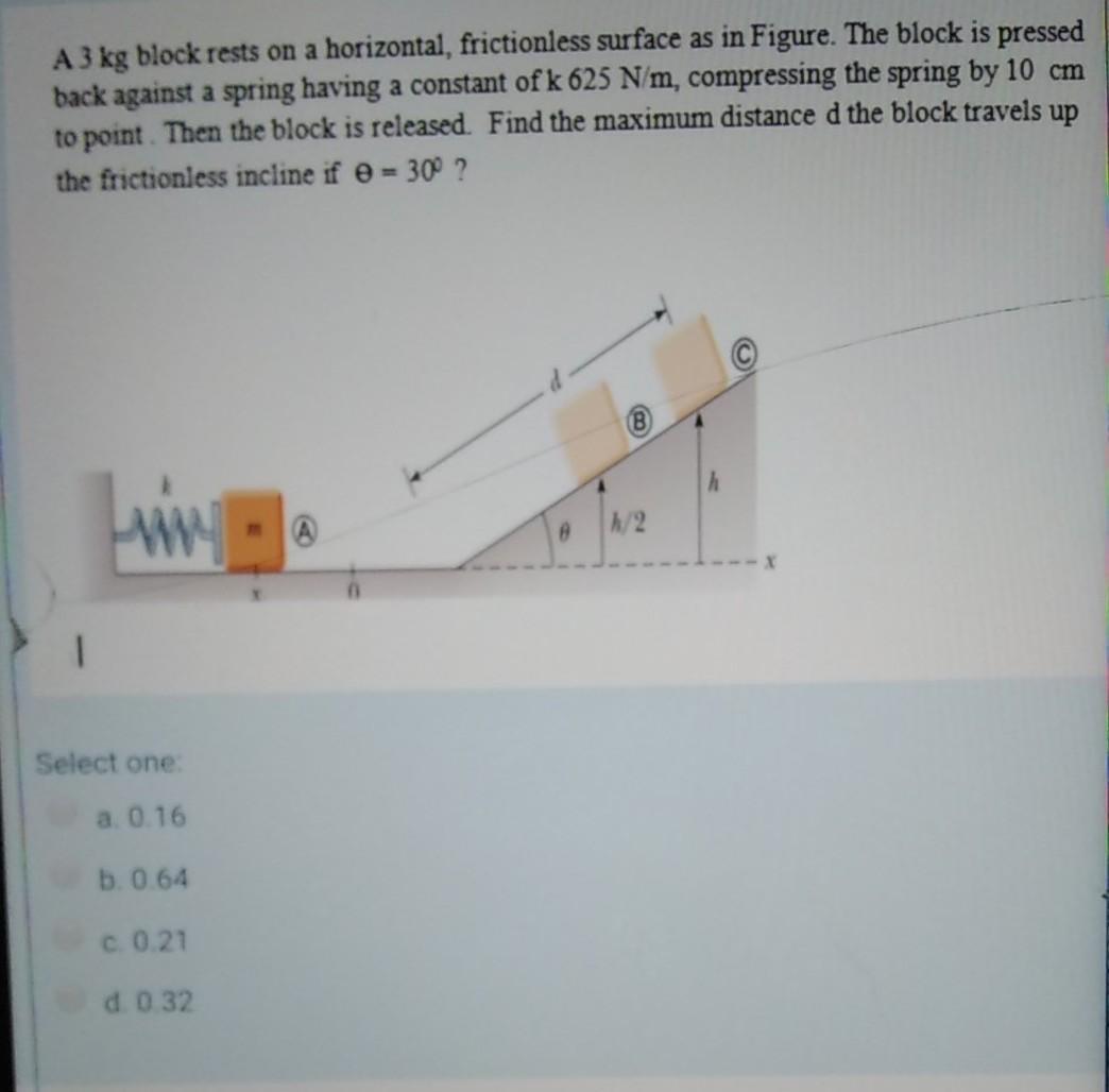 Solved A3 kg block rests on a horizontal, frictionless | Chegg.com