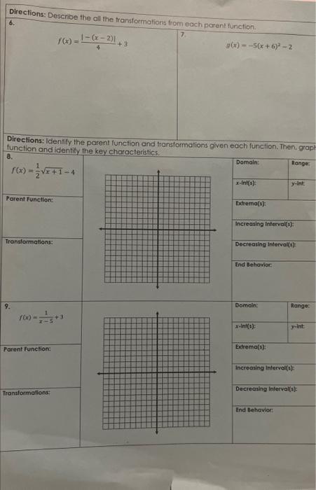 Solved Directions: Describe the all the transformations from | Chegg.com