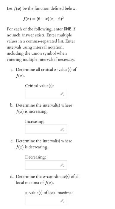 Solved Let f(x) be the function defined below. | Chegg.com
