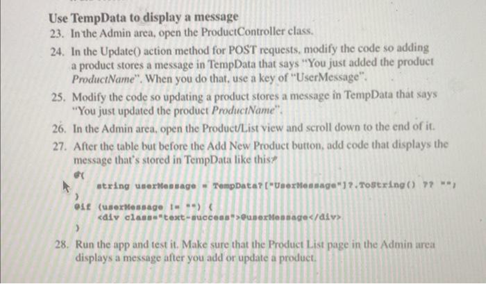 In this exercise, you'll update the Guitar Shop app | Chegg.com