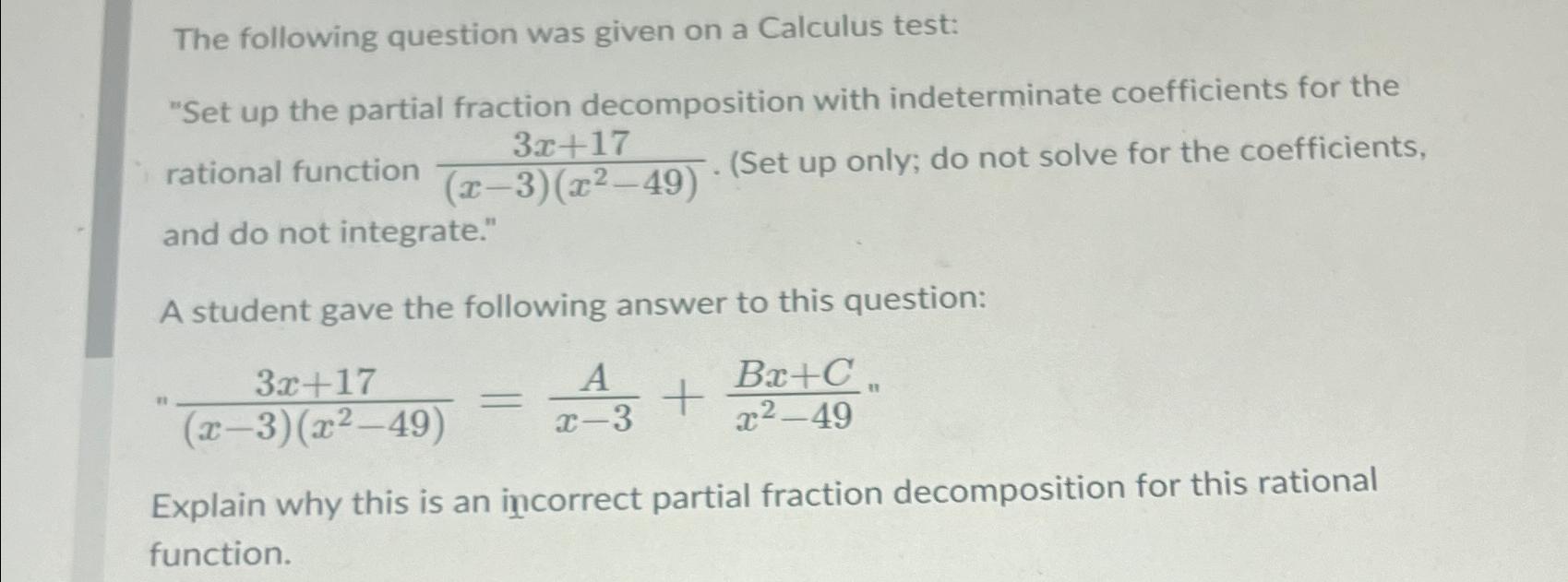 Solved The following question was given on a Calculus | Chegg.com