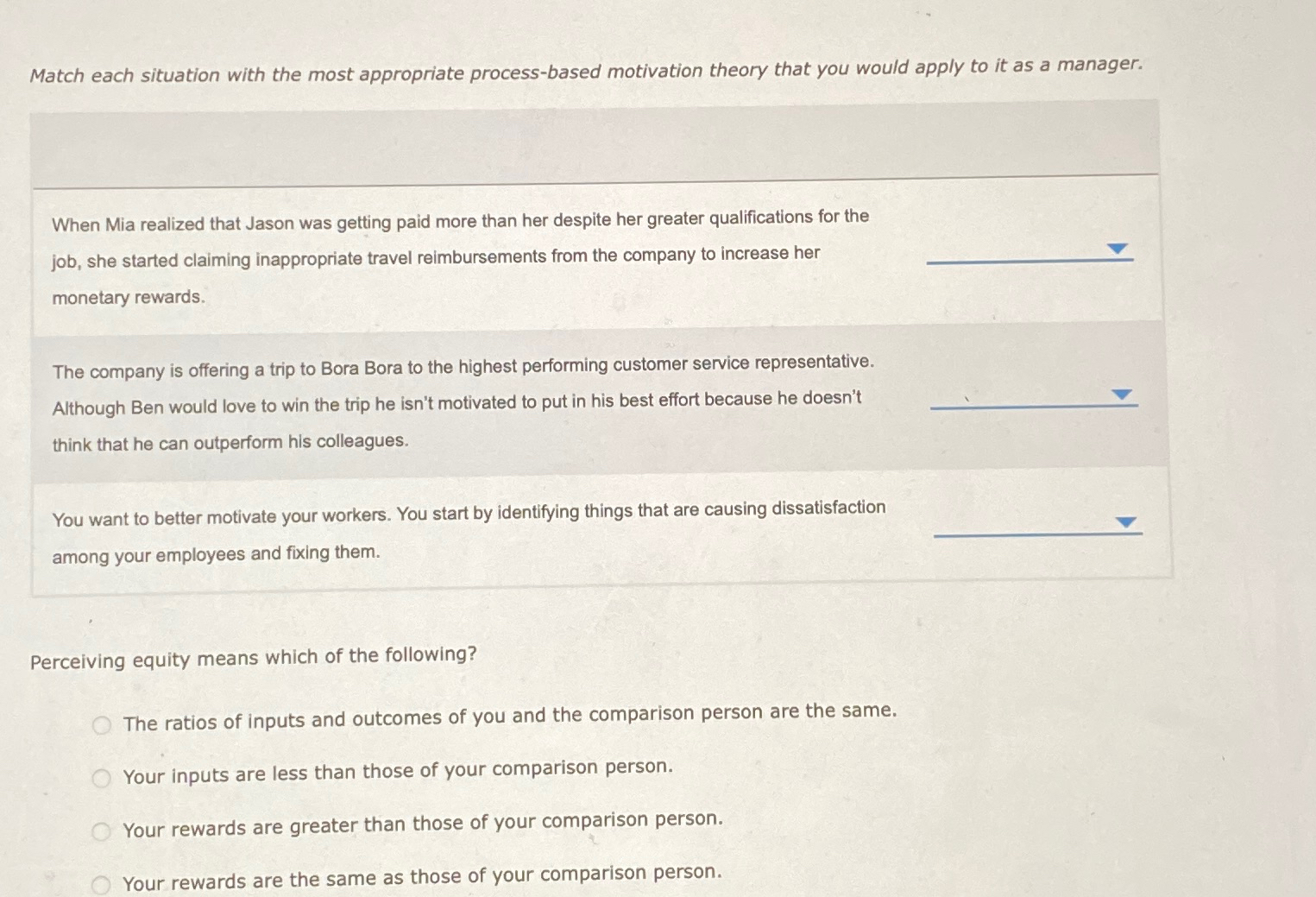Solved Match each situation with the most appropriate | Chegg.com