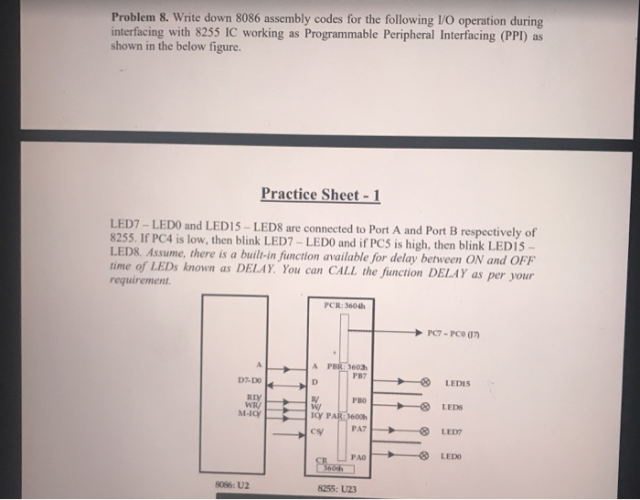 Problem 8. Write down 8086 assembly codes for the | Chegg.com