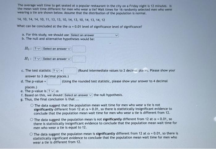 Solved The average wait time to get seated at a popular | Chegg.com