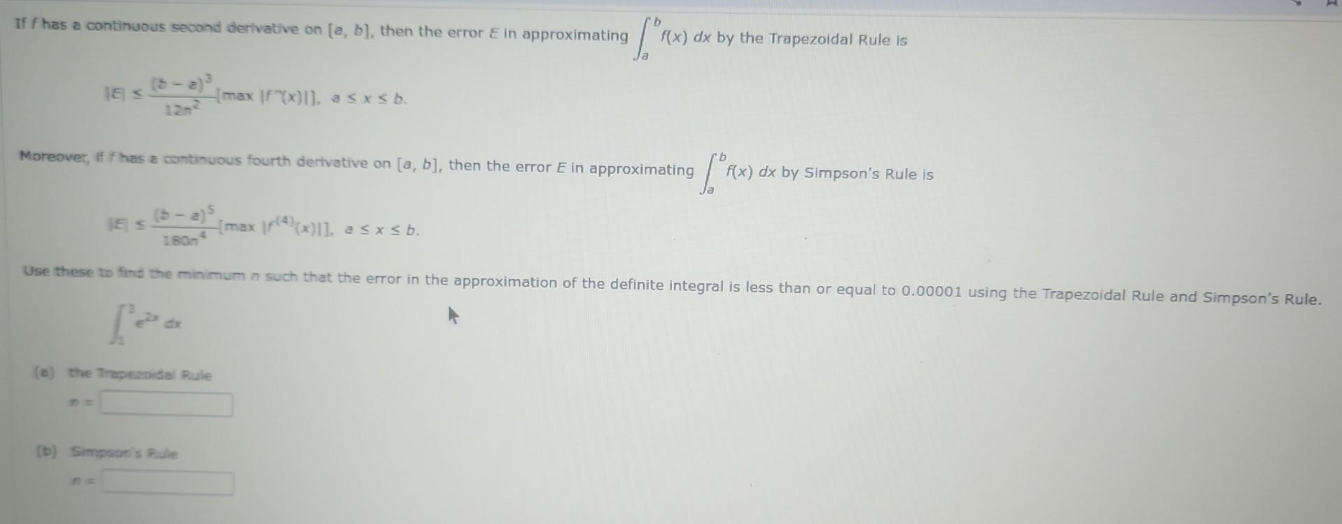 Solved Consider the error formulas. | Chegg.com