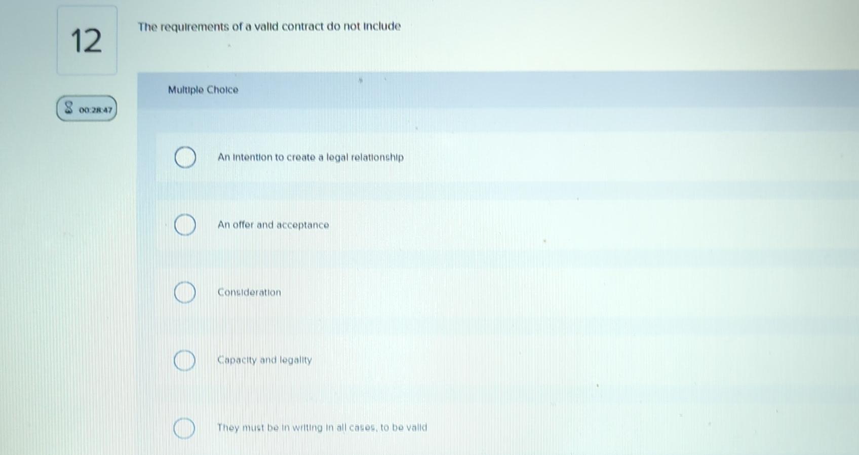 Solved 12The requirements of a valid contract do not | Chegg.com