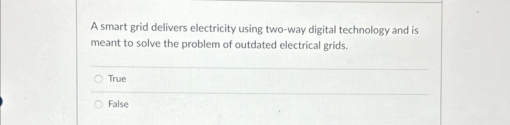Solved A smart grid delivers electricity using two-way | Chegg.com