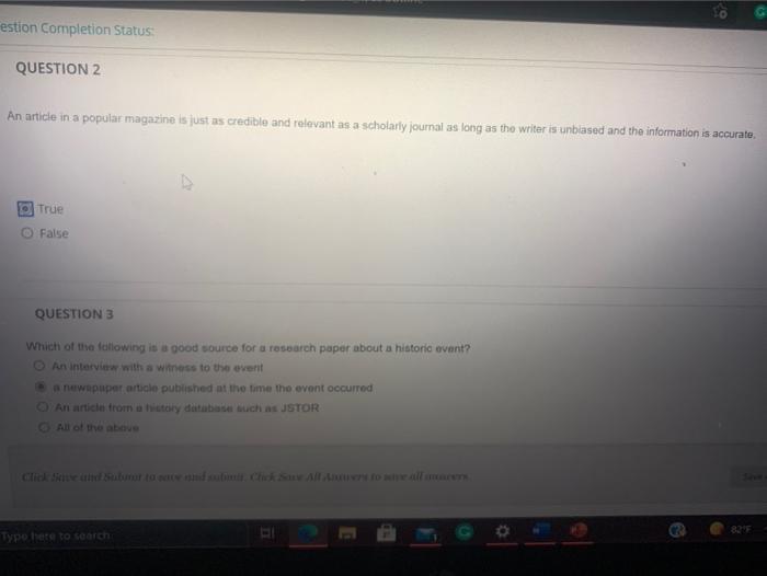 Solved estion Completion Status: QUESTION 2 An article in a | Chegg.com