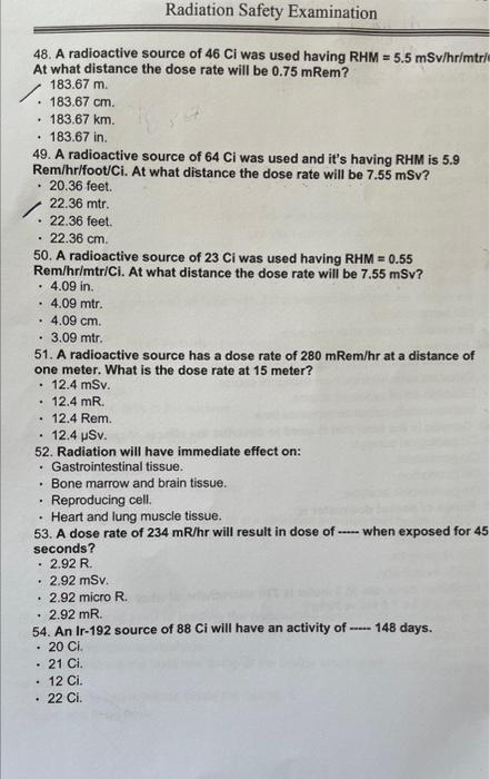Solved 41. Two units of radiation dose are; - Rem \& Curie. | Chegg.com