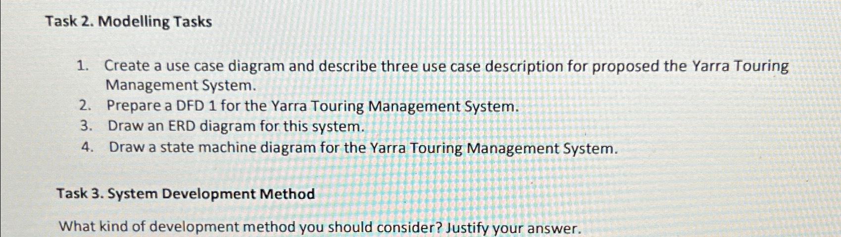 Solved Task 2. ﻿Modelling TasksCreate a use case diagram and | Chegg.com