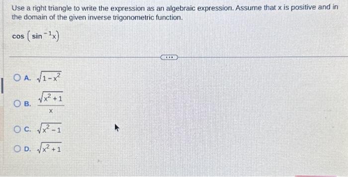 Solved Use a right triangle to write the expression as an | Chegg.com