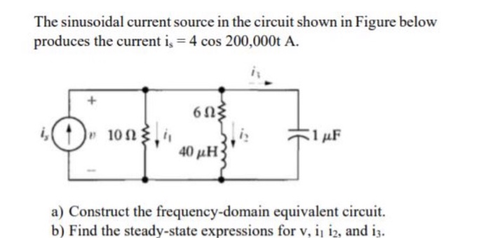 Solved The sinusoidal current source in the circuit shown in | Chegg.com