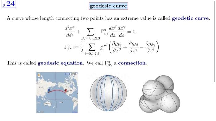 Solved (Problem 2.1) Draw the geodesic curve which connects | Chegg.com
