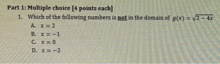 Solved Part 1: Multiple choice [4 points each] 1. Which of | Chegg.com