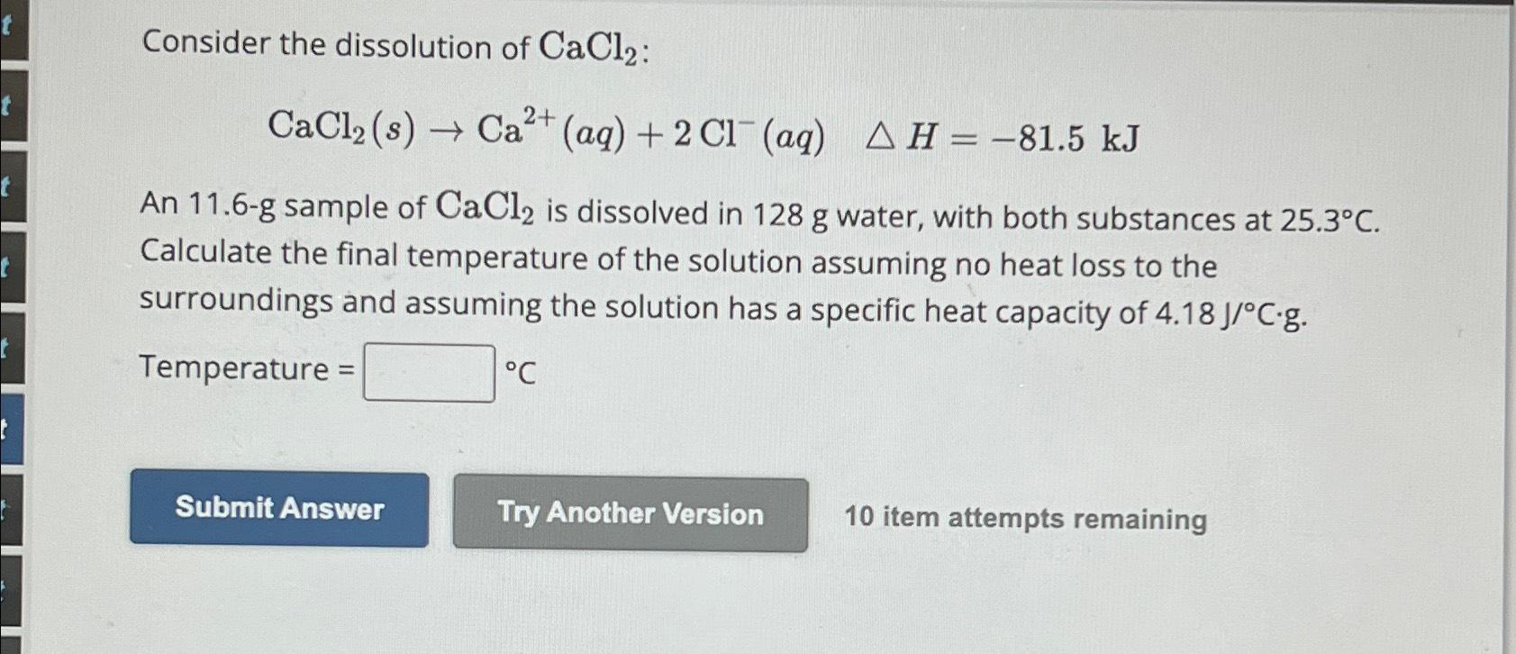 Solved Consider the dissolution of CaCl2 | Chegg.com