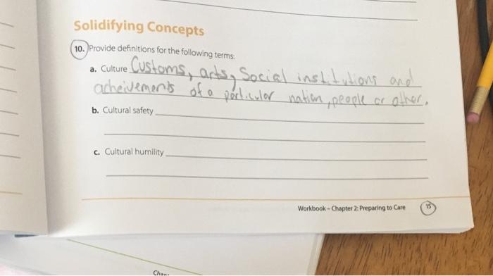 Solved Solidifying Concepts 10. Provide definitions for the | Chegg.com