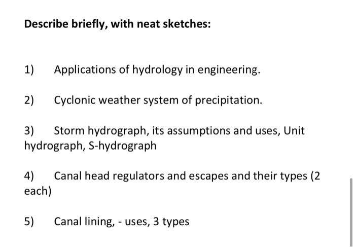 Solved Describe briefly, with neat sketches: 1) Applications | Chegg.com