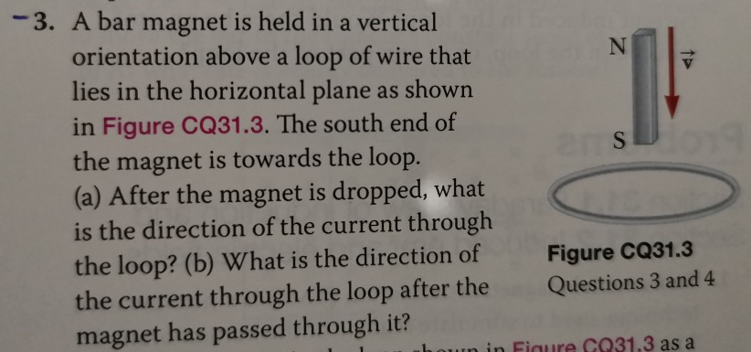 Solved ! -3. A bar magnet is held in a vertical orientation | Chegg.com