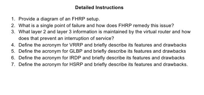 Solved Detailed Instructions 1. Provide a diagram of an FHRP | Chegg.com