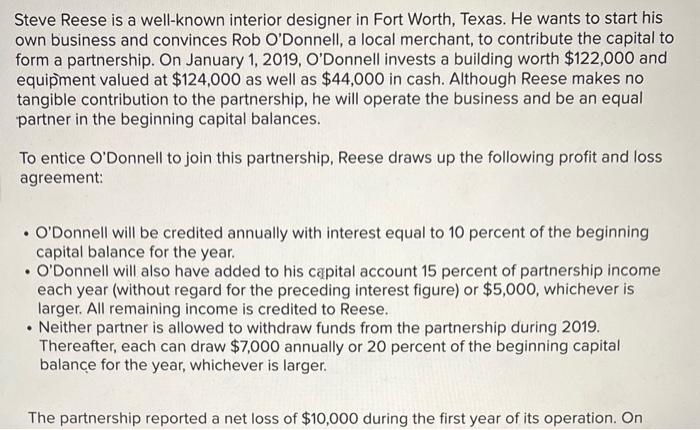 Solved Steve Reese is a well-known interior designer in Fort | Chegg.com