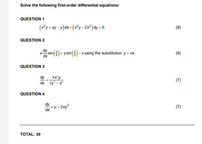 Solved Solve the following first-order differential | Chegg.com