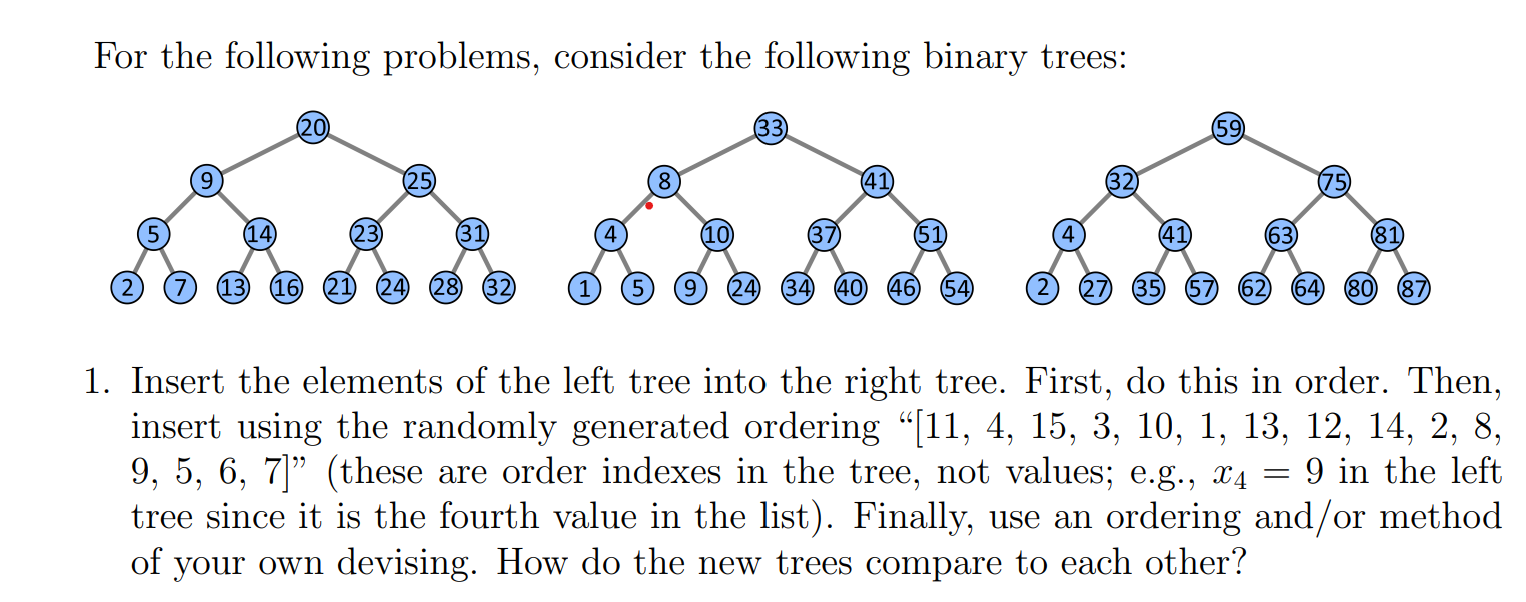 For the following problems, consider the following | Chegg.com