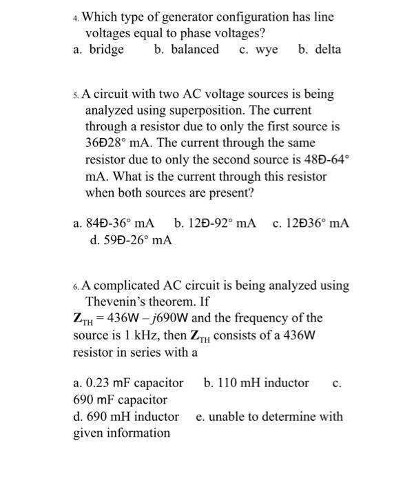 Solved 4. Which type of generator configuration has line | Chegg.com