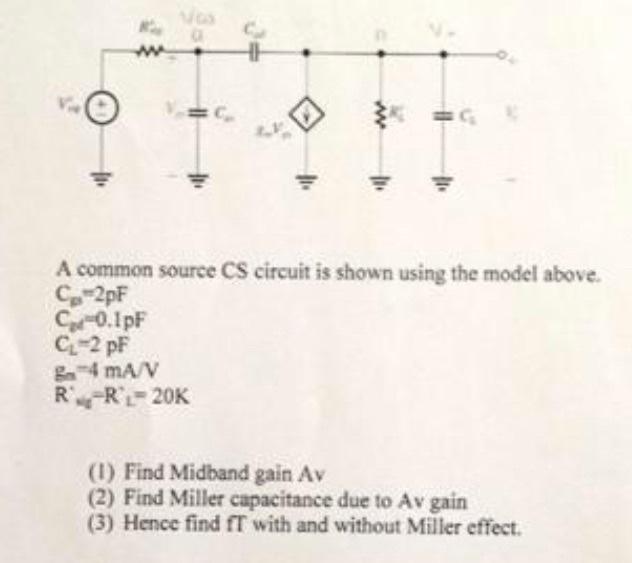 Solved - A common source CS circuit is shown using the model | Chegg.com