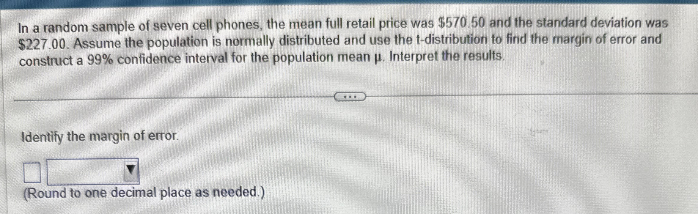 Solved In a random sample of seven cell phones, the mean | Chegg.com