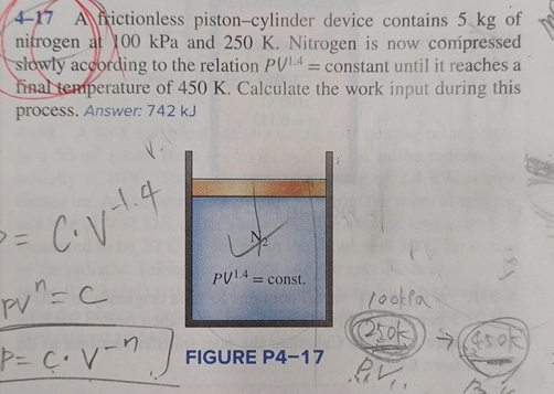 Solved 4-17 ﻿A frictionless piston-cylinder device contains | Chegg.com