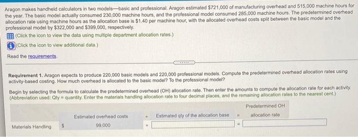 Solved Aragon makes handheld calculators in two models-basic | Chegg.com
