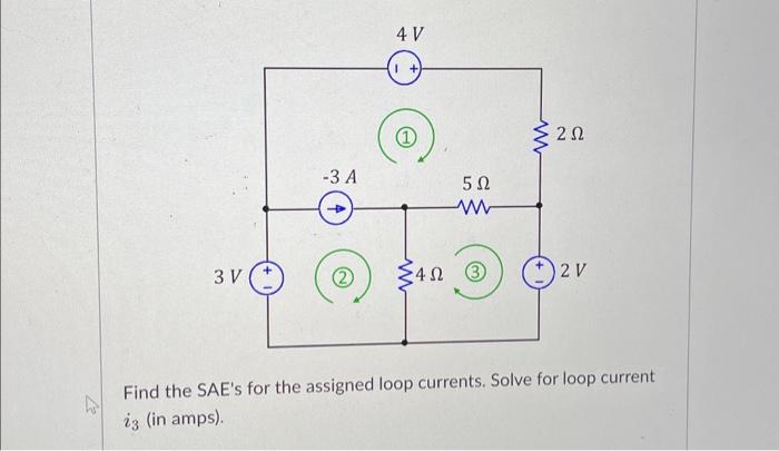 Find the SAE's for the assigned loop currents. Solve | Chegg.com