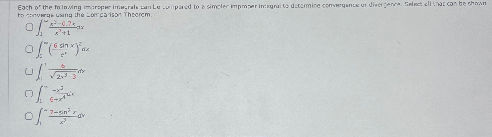 Solved Each of the following improper integrals can be | Chegg.com
