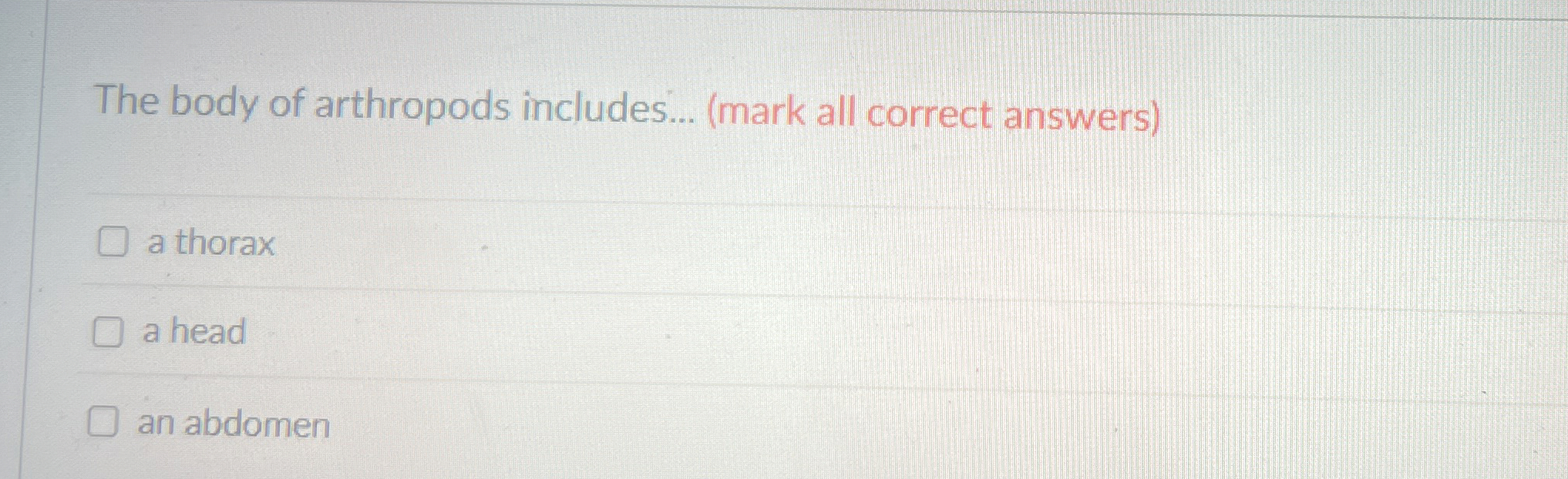 High Quality SOLUTION The body of arthropods includes... (mark all correct | Chegg.com