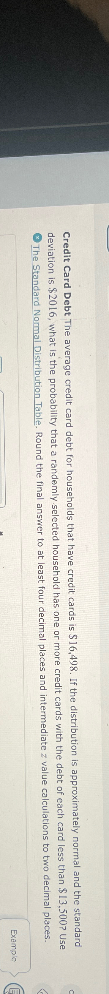 Solved Credit Card Debt The average credit card debt for | Chegg.com