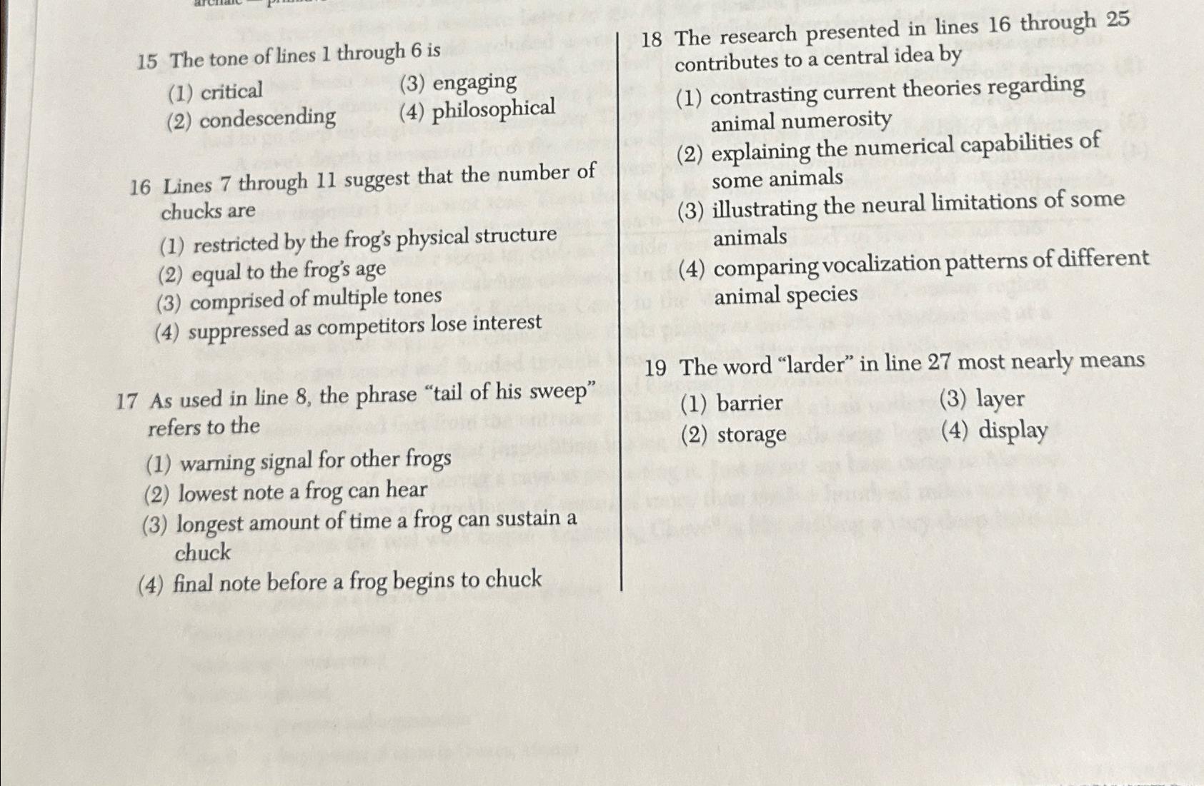 Solved 15 ﻿The tone of lines 1 ﻿through 6 ﻿is(1) | Chegg.com