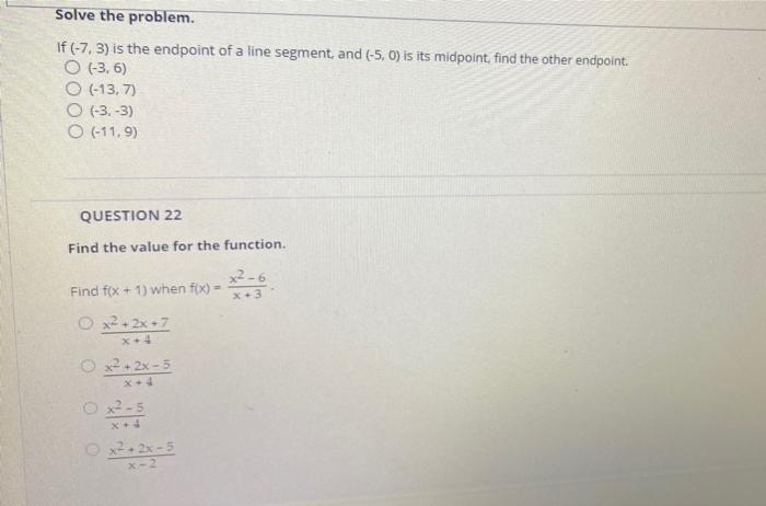 Solved Solve the problem. If (-7,3) is the endpoint of a | Chegg.com