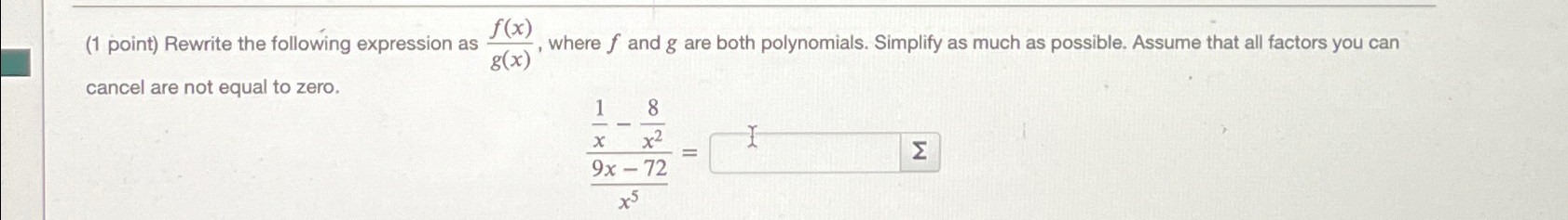 Solved (1 ﻿point) ﻿Rewrite the following expression as | Chegg.com