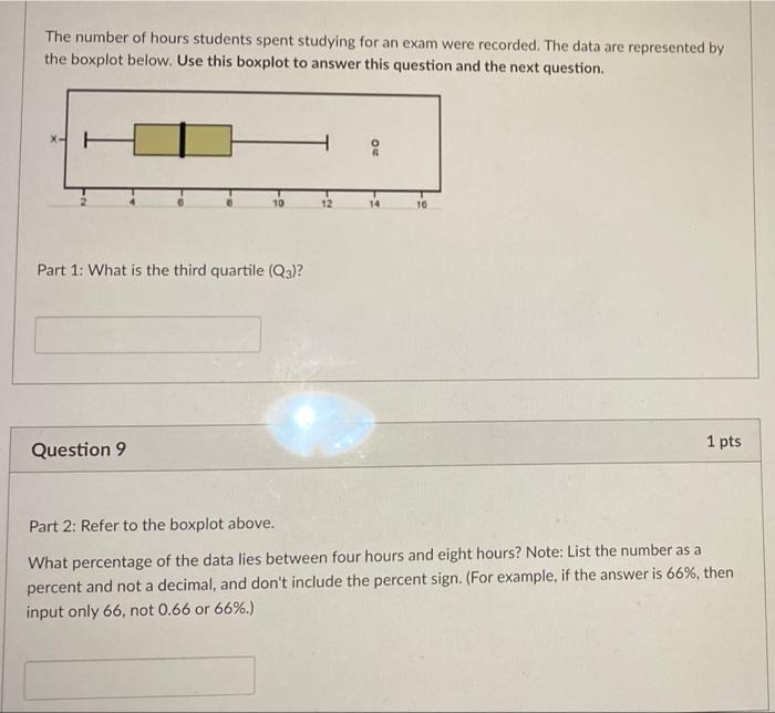 Solved The number of hours students spent studying for an | Chegg.com