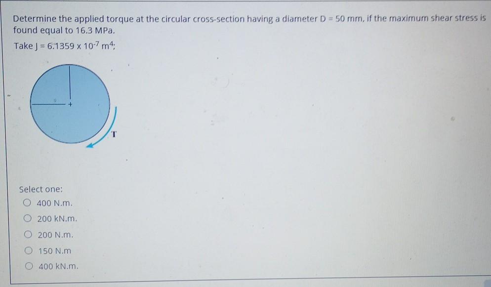 Solved Determine the applied torque at the circular | Chegg.com