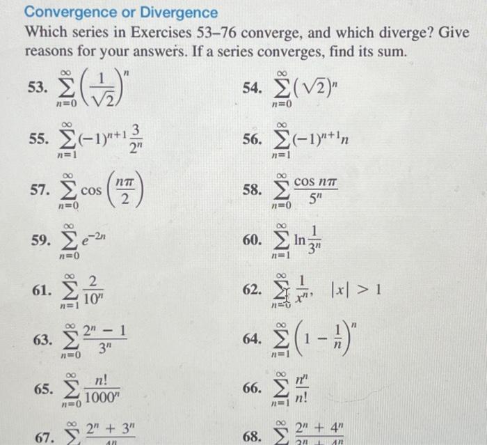 Solved Convergence or Divergence Which series in Exercises | Chegg.com