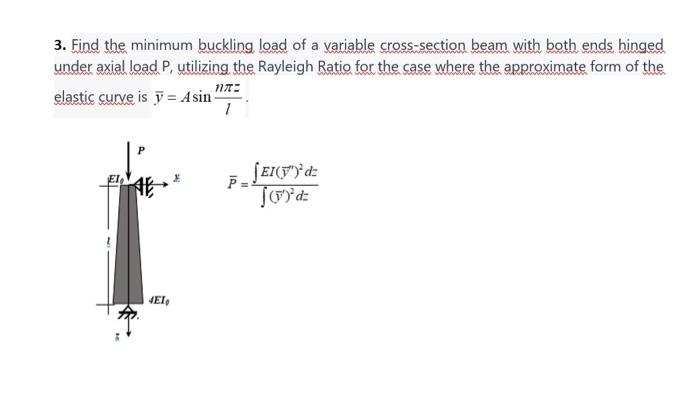 Solved 3. Find the minimum buckling load of a variable | Chegg.com