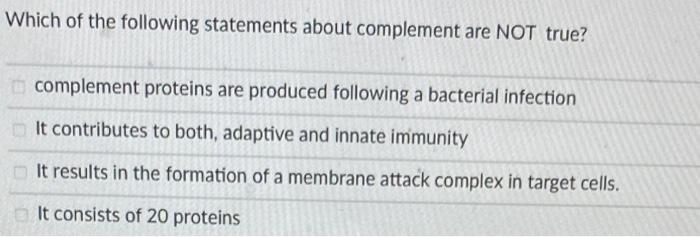 Solved Which of the following statements about complement | Chegg.com