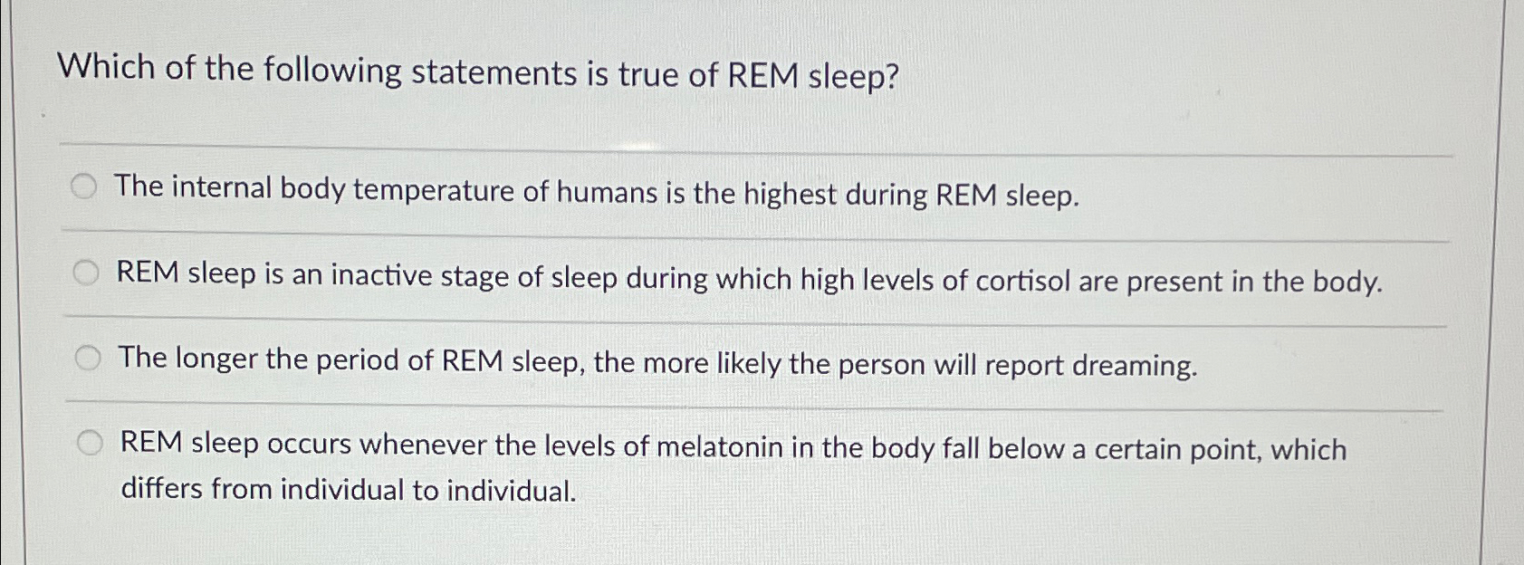 Solved Which of the following statements is true of REM | Chegg.com