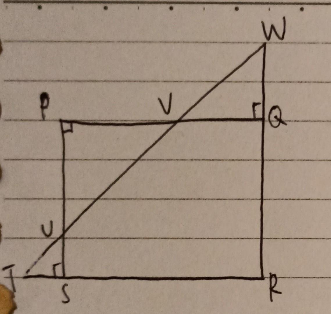 Solved PQRS ia rectangle area of triangle TSU is 5 | Chegg.com