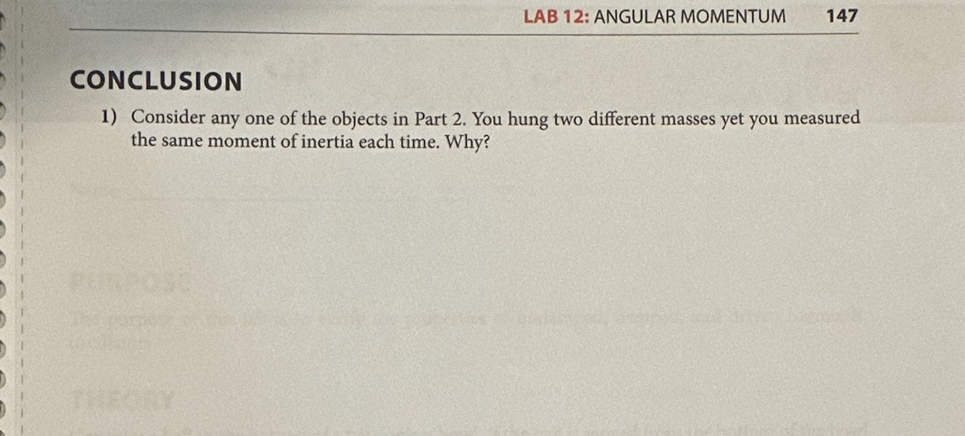 Solved LAB 12: ANGULAR MOMENTUM147CONCLUSIONConsider any one | Chegg.com