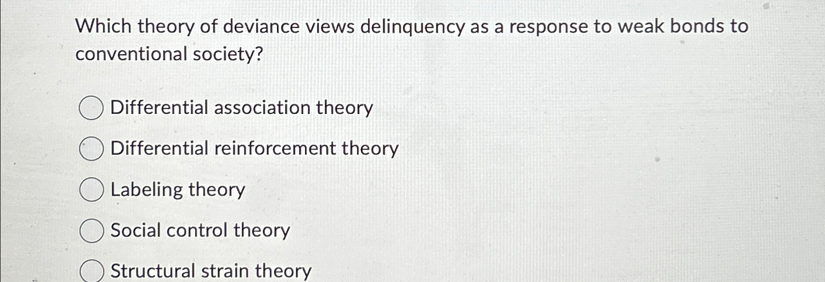 Solved Which theory of deviance views delinquency as a | Chegg.com