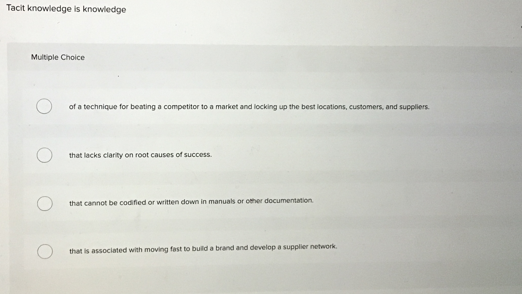 High Quality SOLUTION Tacit knowledge is knowledgeMultiple Choiceof a | Chegg.com