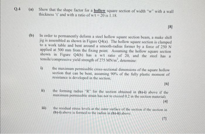 Solved a) Show that the shape factor for a hollow square | Chegg.com